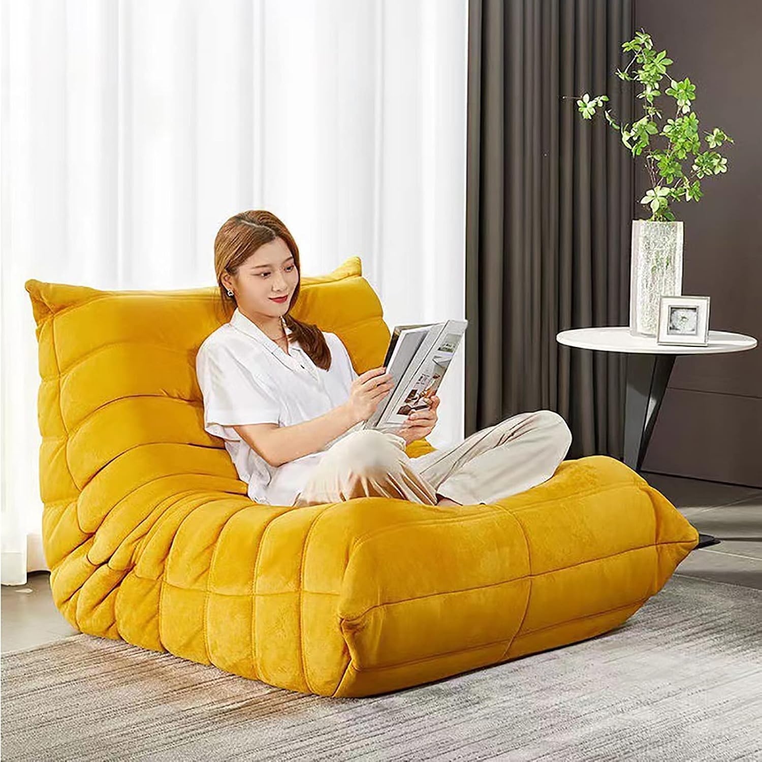 Puf, sillón reclinable perezoso, silla de esquina para sala de estar ...