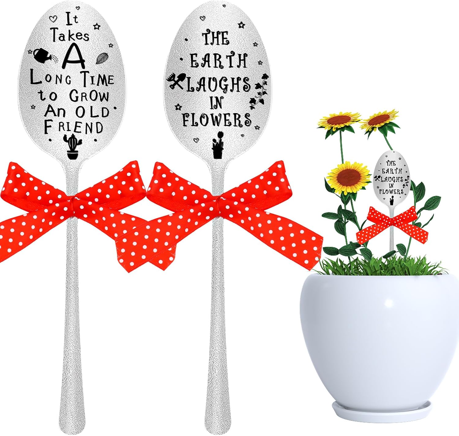 Amazon.com: Garden Marker Friendship Gift, Metal Silver Spoon Plant ...