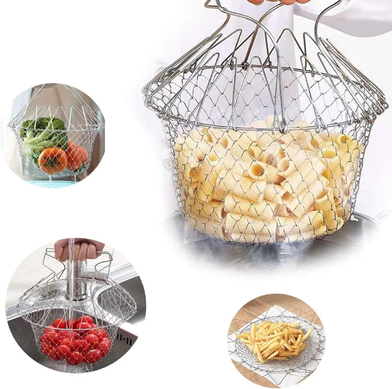 Amazon.com: 304 Stainless Steel Strainer - Foldable Steam Rinse Strain ...