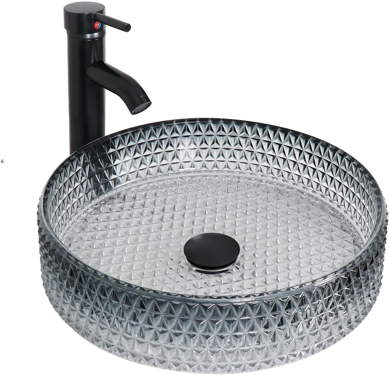 Puluomis Diamond Shape Bathroom Crystal Glass Vessel Sink with ORB ...