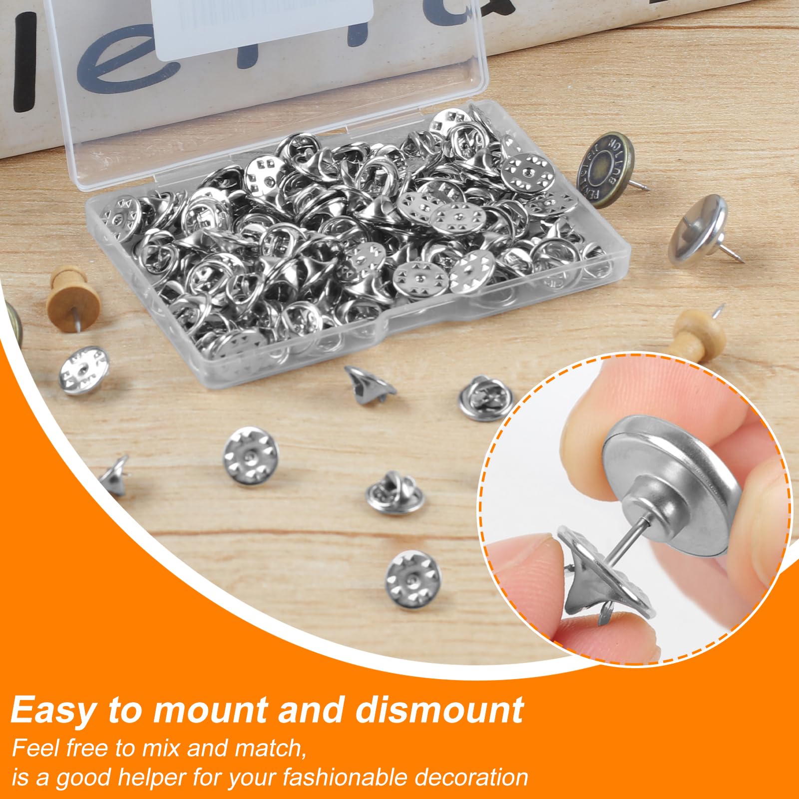 Snapklik.com : Pin Backs, 100PCS Metal Locking Pin Backs, Pin Back ...