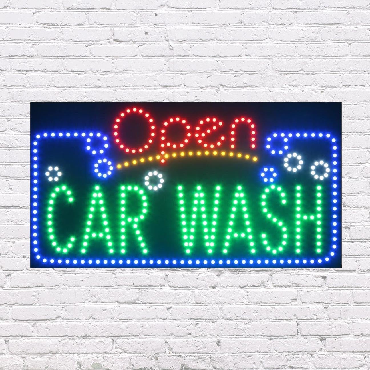 Amazon.com : LED Open Car Wash Sign for Business Displays | Electronic ...
