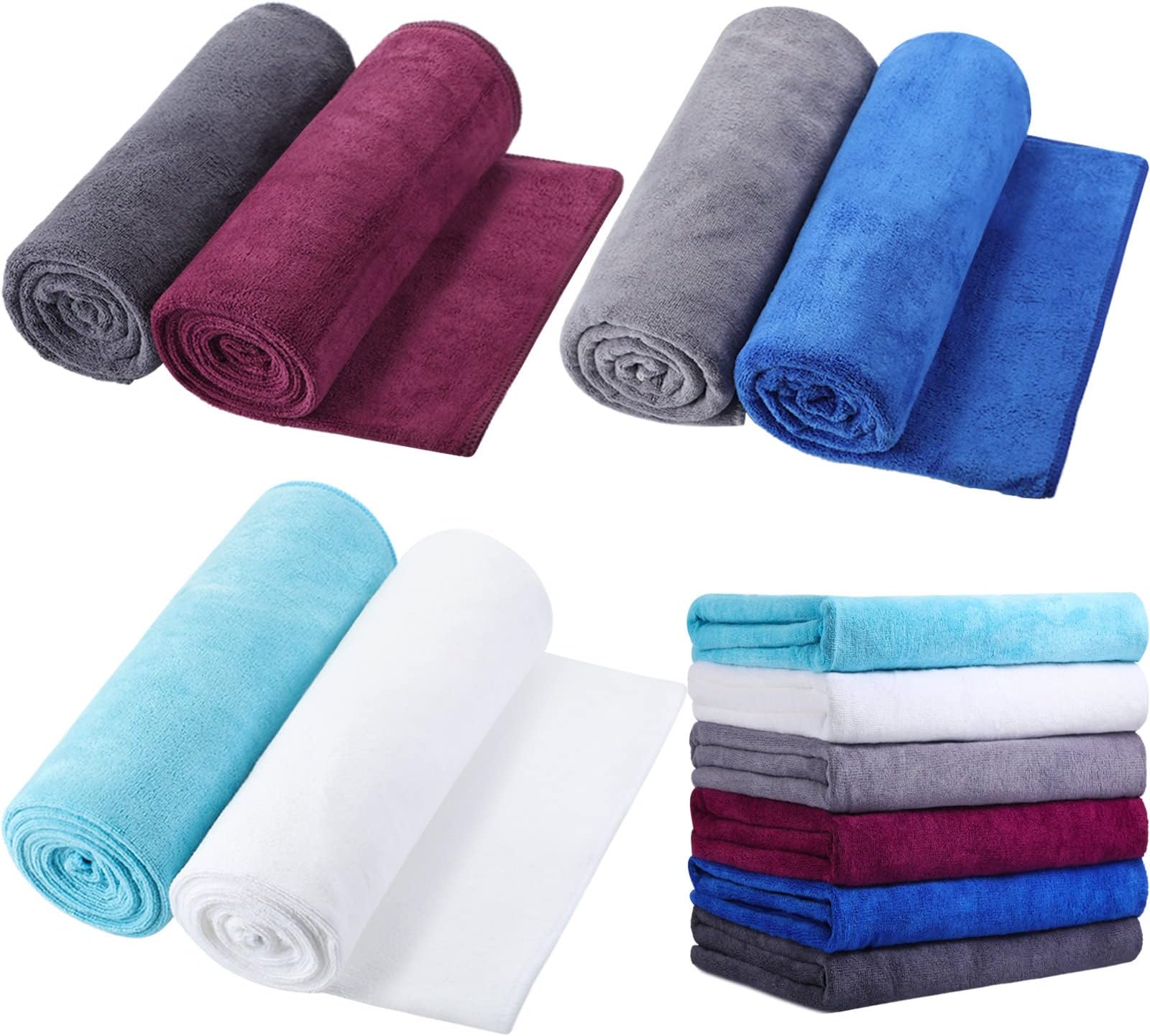 Amazon.com: JML Microfiber Bath Towel Sets (6 Pack, 27" x 55") -Extra ...