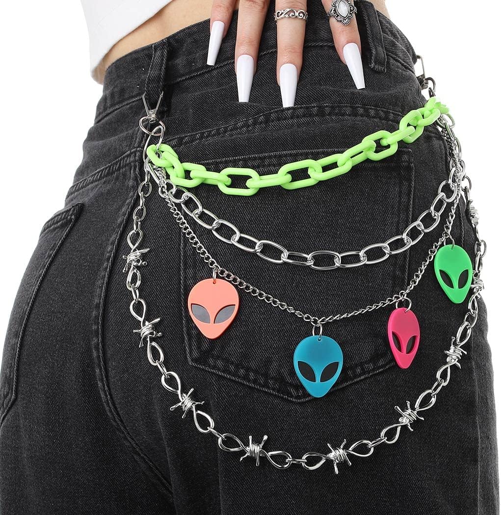 Amazon.com : Bounzhi Hip Hop Pant Chain Acrylic Jean Chain Punk Wallet ...