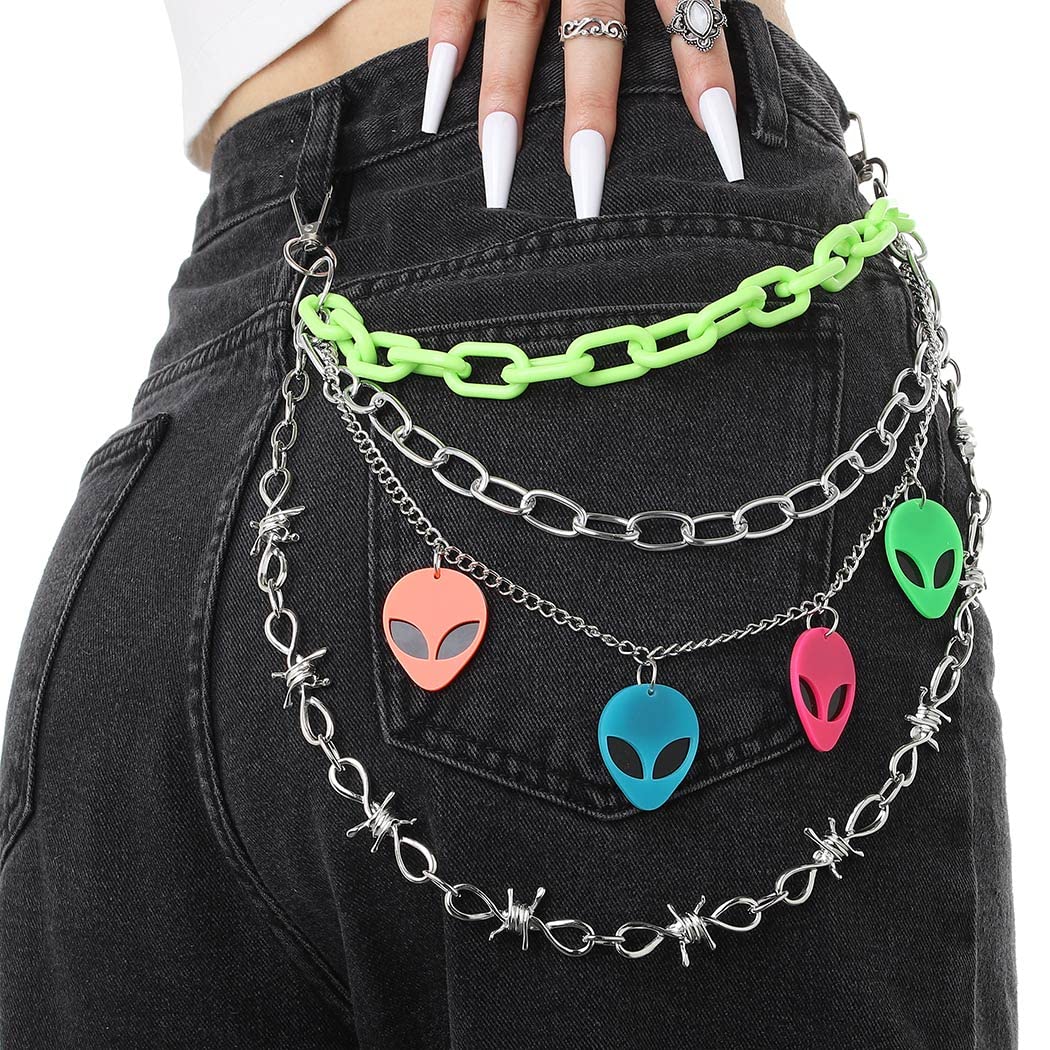 Amazon.com: Bounzhi Acrylic Jean Chain Punk Wallet Rock Pocket Chain ...