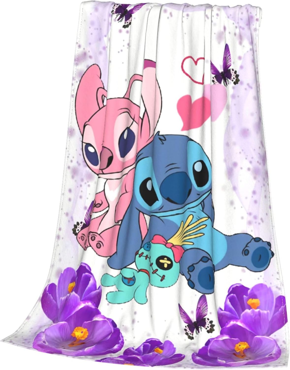 Amazon.com: Stitch and Angel Blanket Soft Cozy Fleece Throw Blanket ...