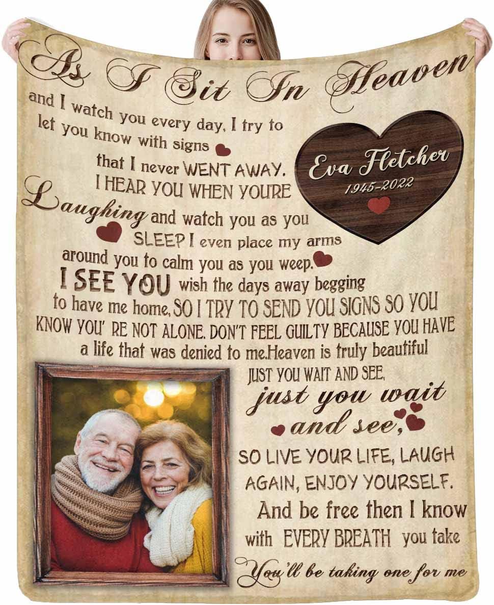 Amazon.com: Personalized Memorial Blanket with Photos: Made in USA, In ...