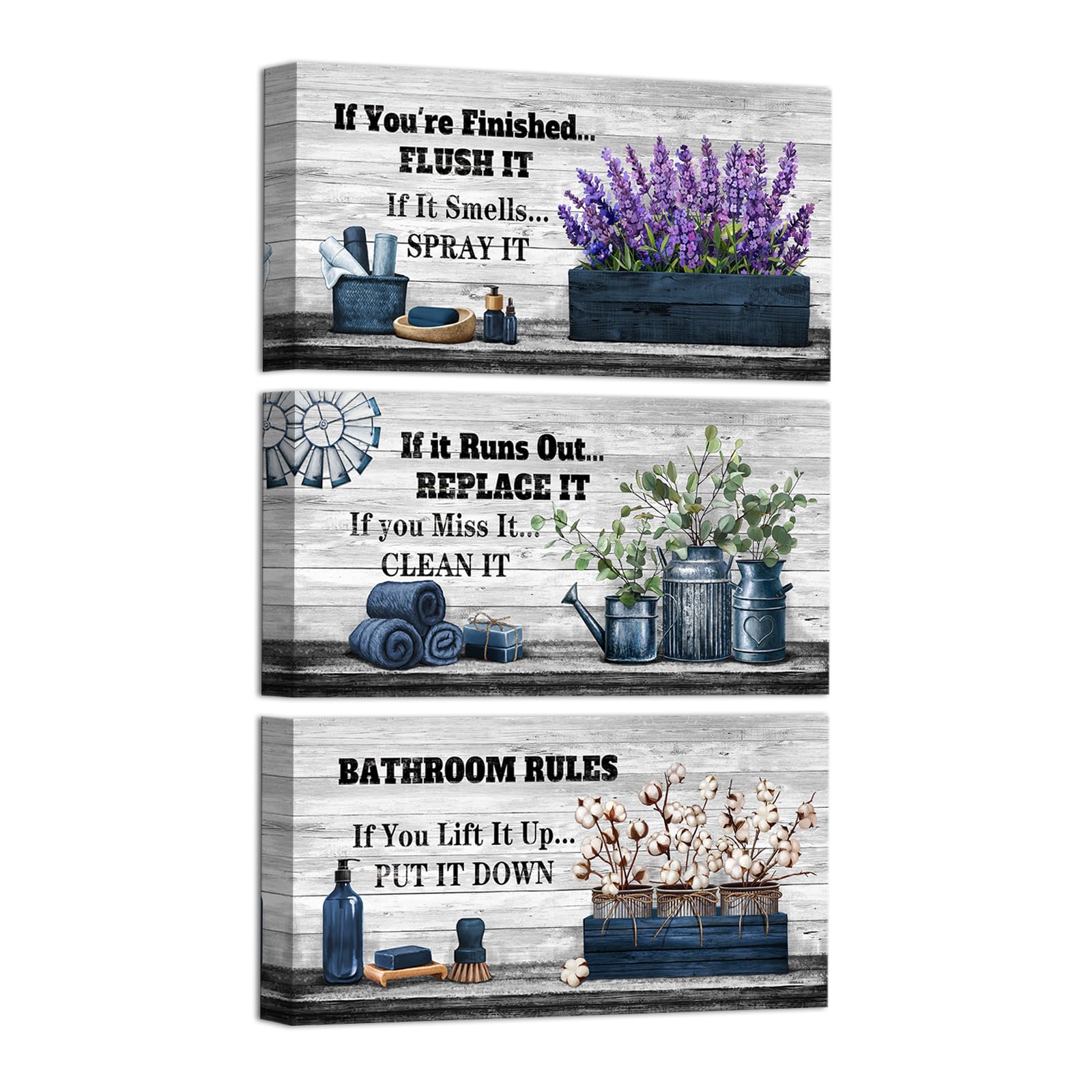 Amazon.com: HOMEOART Bathroom Rules Bathroom Wall Decor Farmhouse ...