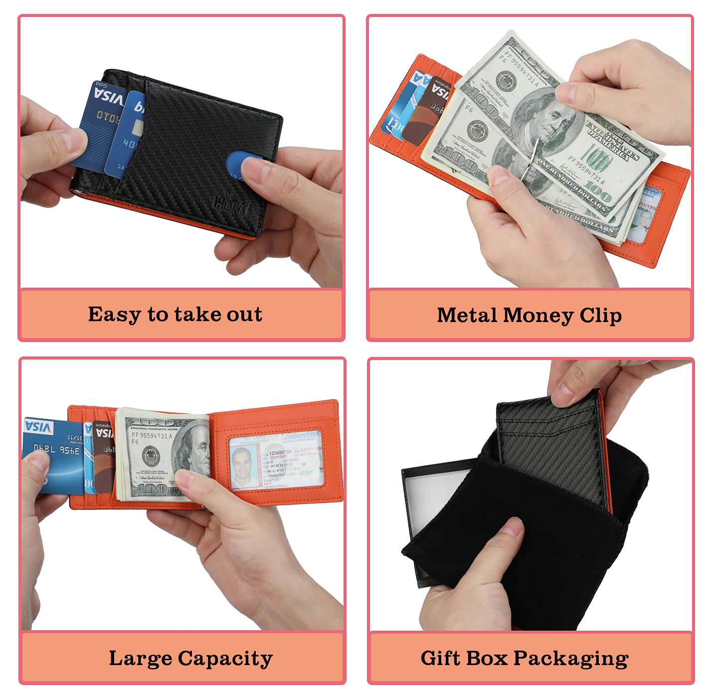 Snapklik.com : Slim Wallet For Men RFID Blocing Money Clip Wallet ...