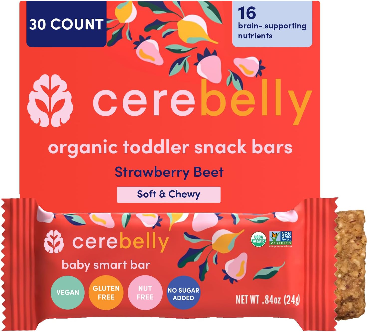 Amazon.com: Cerebelly Toddler Snack Bars | Organic Strawberry Beet ...