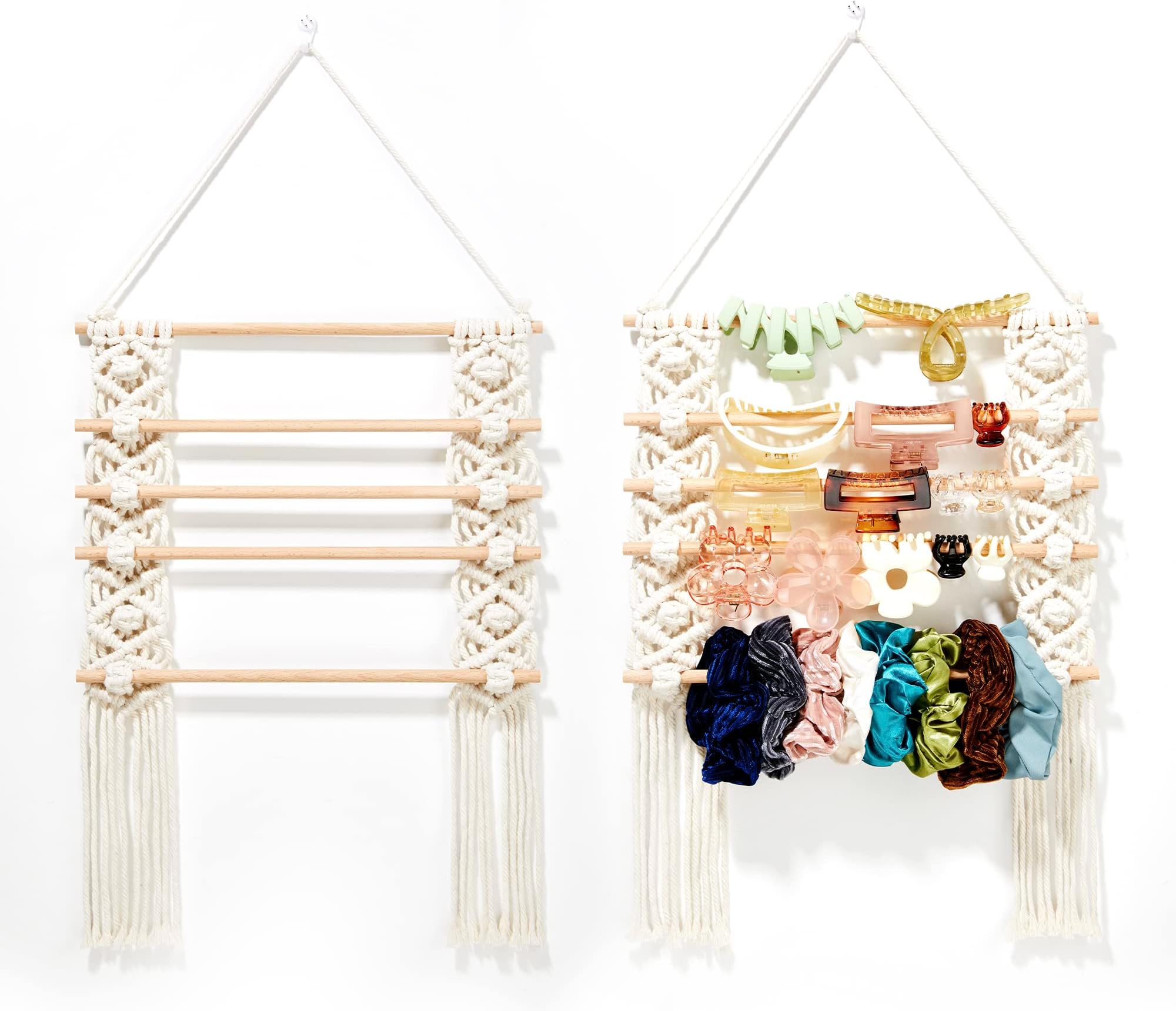Amazon.com: HUHYNN Macrame Claw Clip Organizer, Hanging Hair Claws ...
