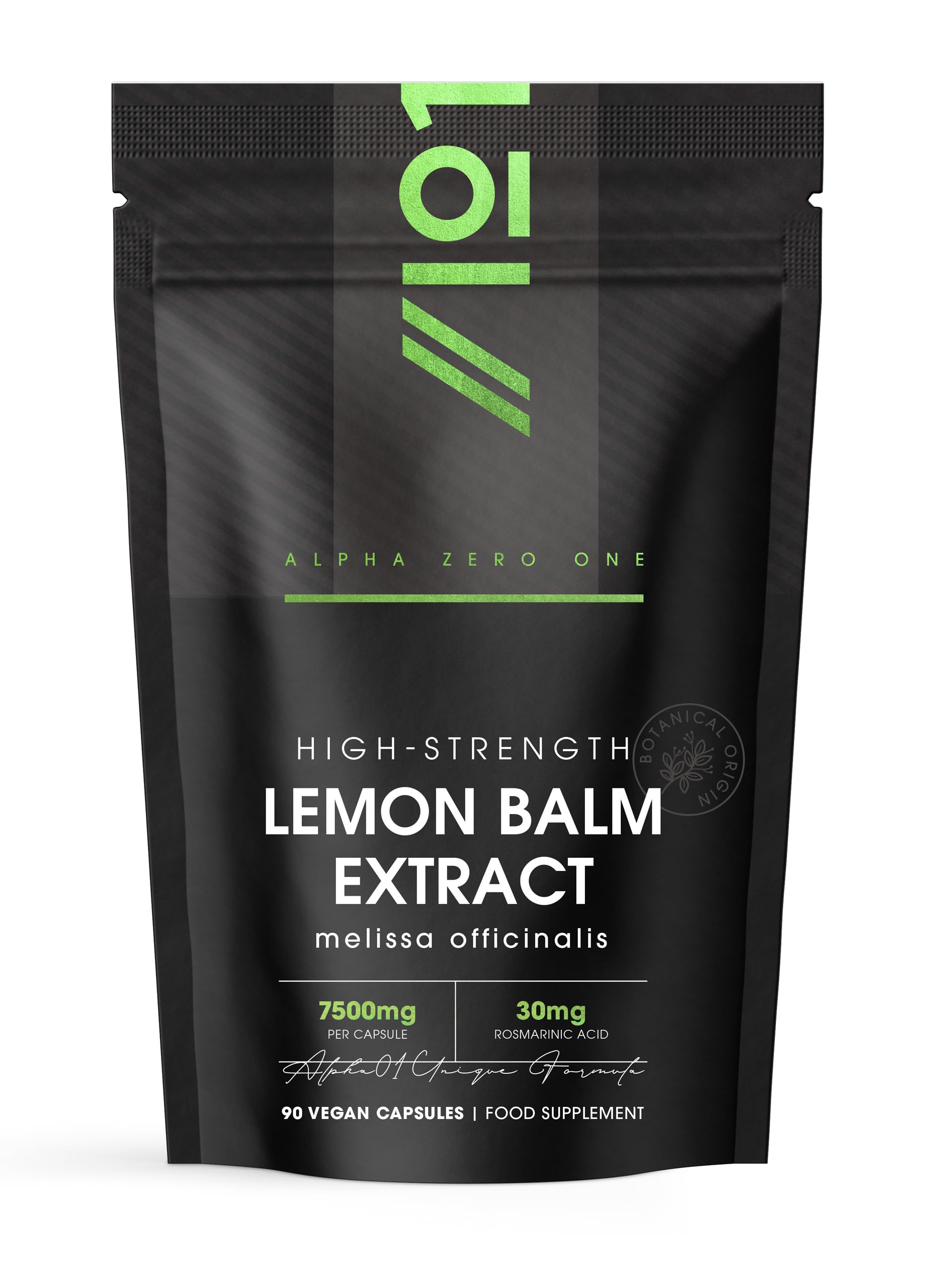 Lemon Balm Extract 7500mg - High Strength 6% Rosmarinic Acid (30mg ...