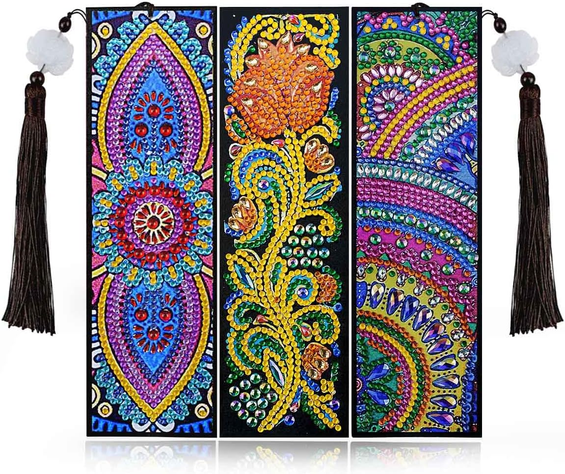 Amazon.com: 3 Pieces 5D Diamond Art Bookmark Kits for DIY Craft Diamond ...