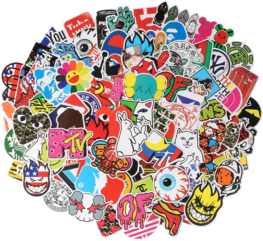 Yzwuyou 101pcs Skateboard Stickers Pack Non-Repeat Cool Sticker Pack ...