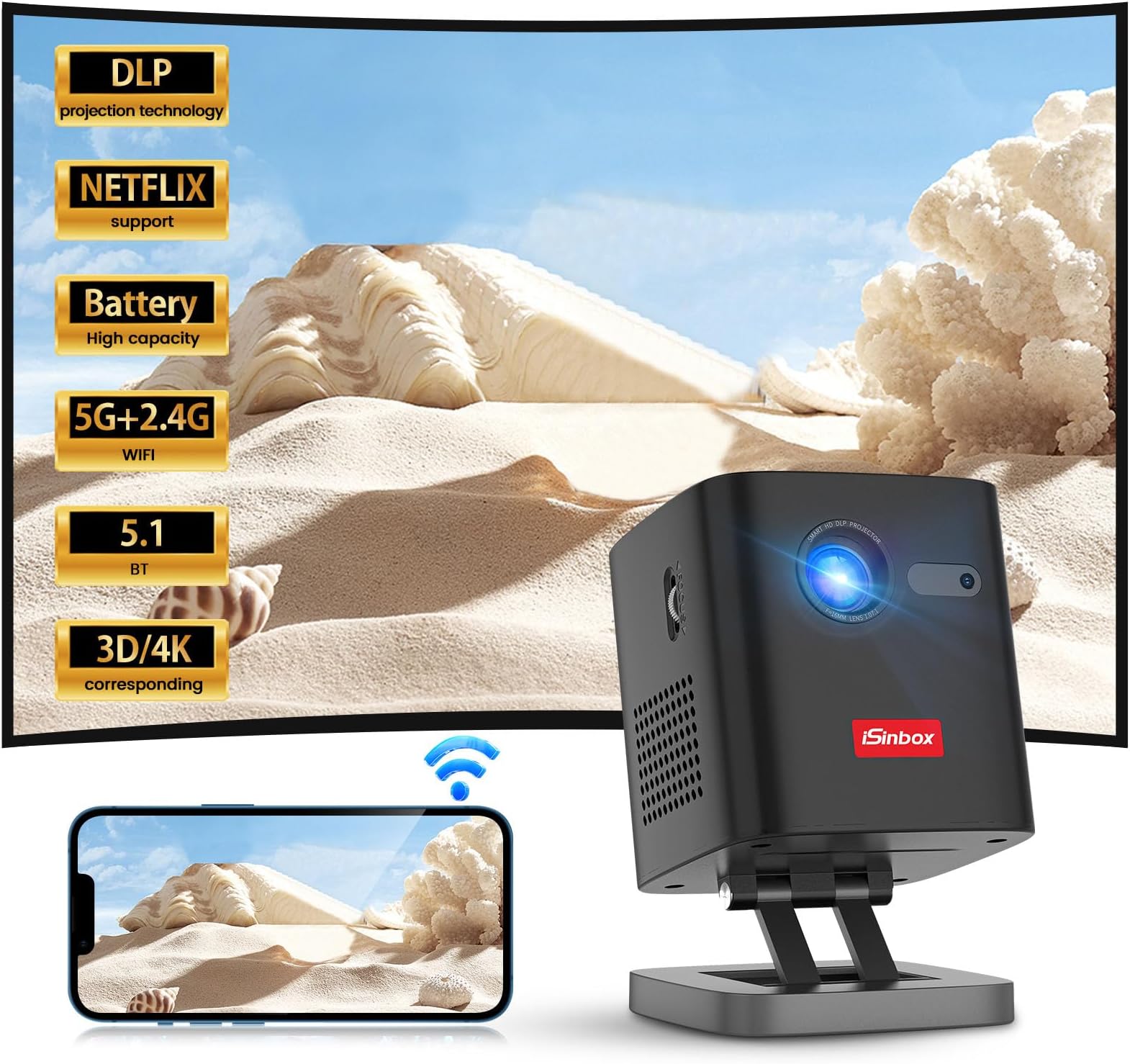 Amazon.com: Mini Projector with Android TV,iSinbox DLP Portable ...