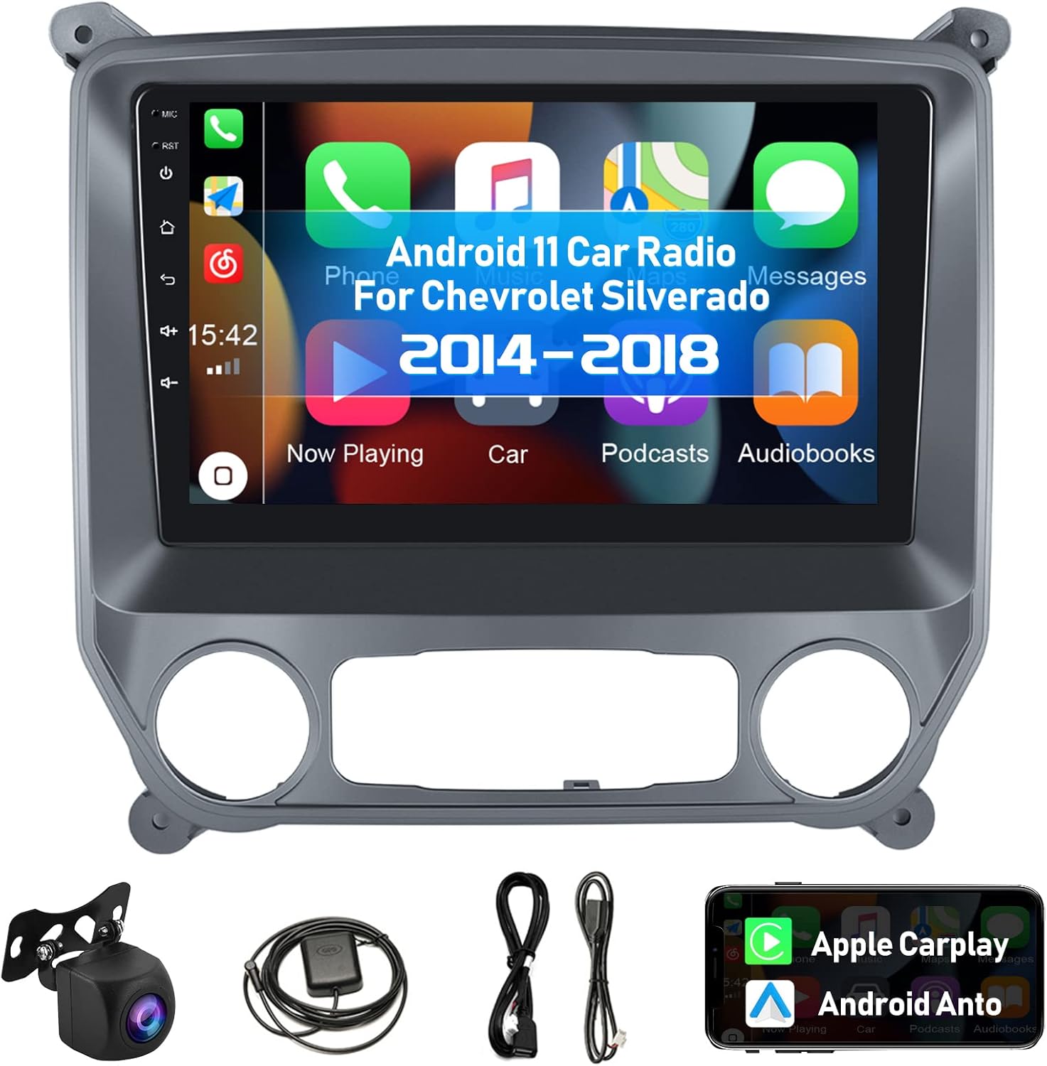 Android 11 Car Stereo for Chevrolet Chevy Silverado 2009-2014 with ...