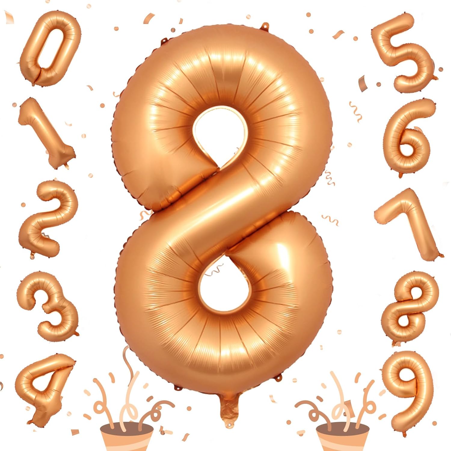 Amazon.com: Foil 8th Birthday Number Balloon, Large Orange Helium 8 ...