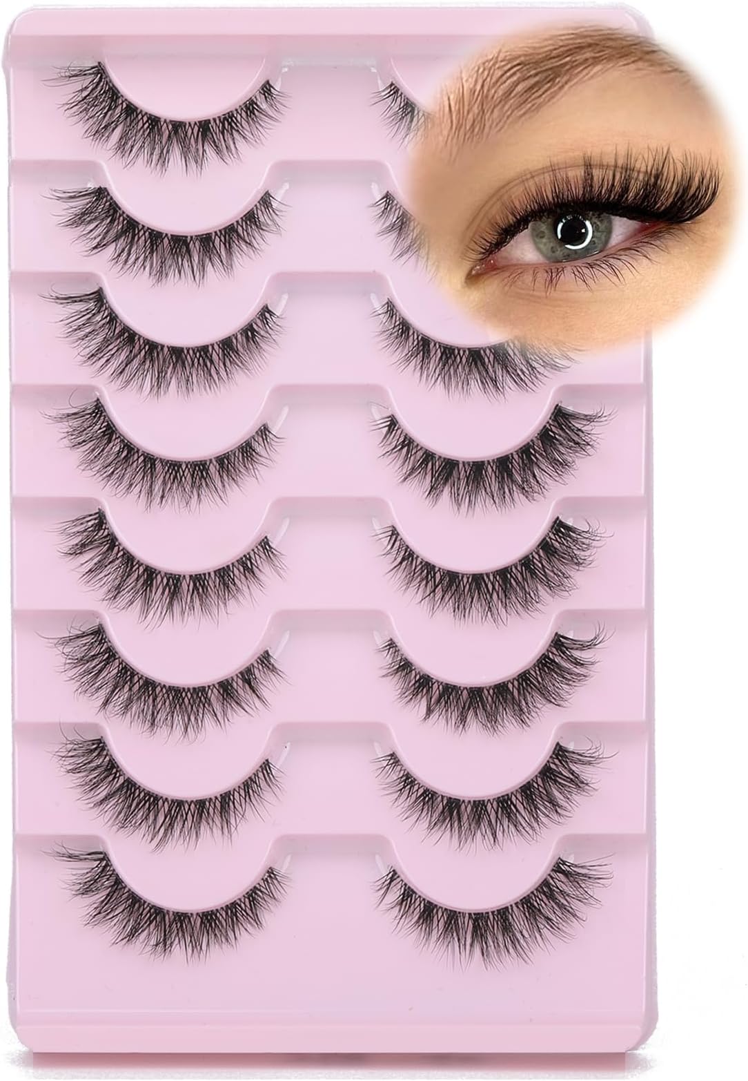 Amazon.com: False Lashes Wispy Eyelashes Natural Look 15MM Fake Eyelash ...