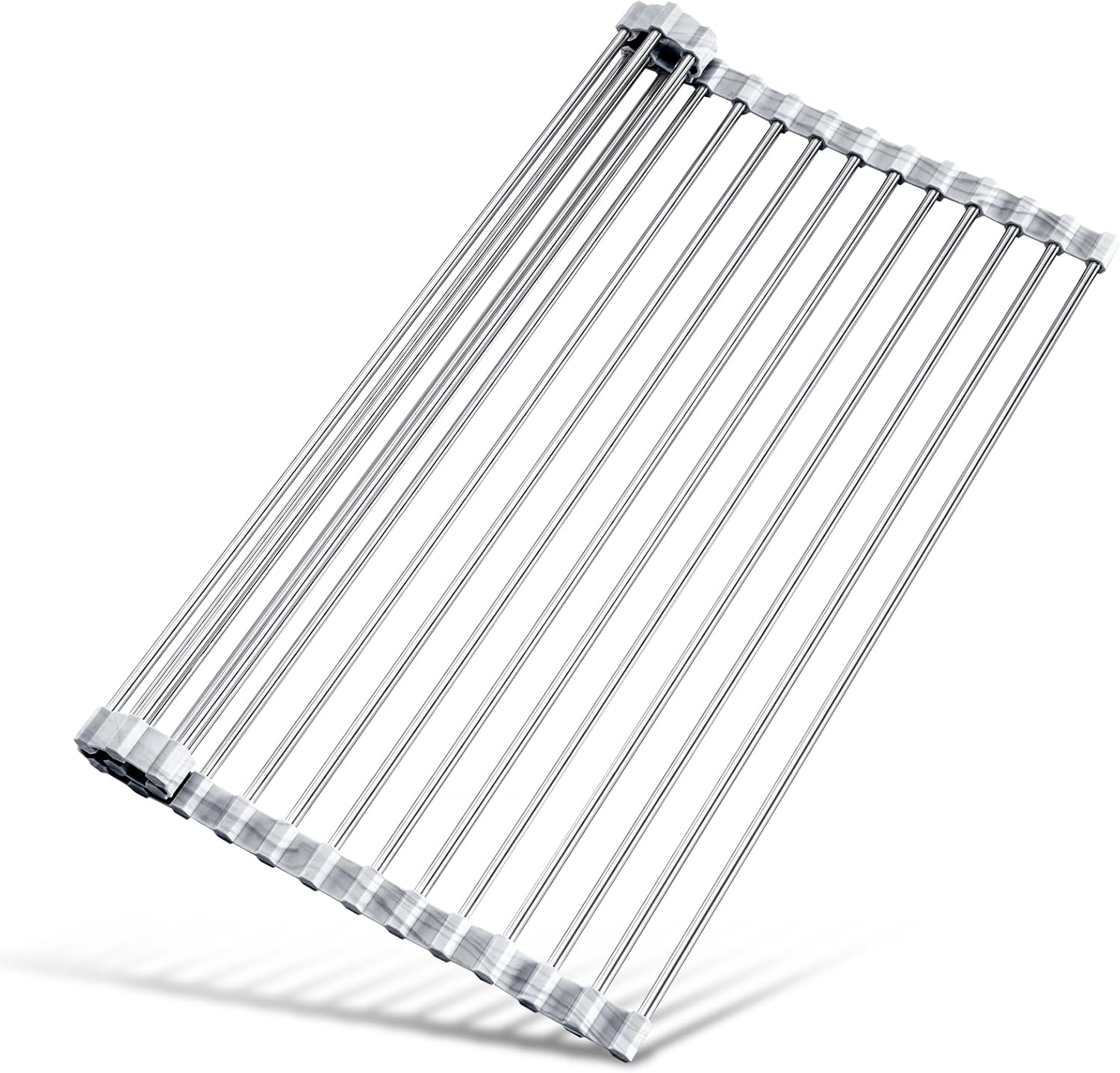 Amazon.com: Tomorotec Stainless Steel Roll-Up Dish Drying Rack Marble ...