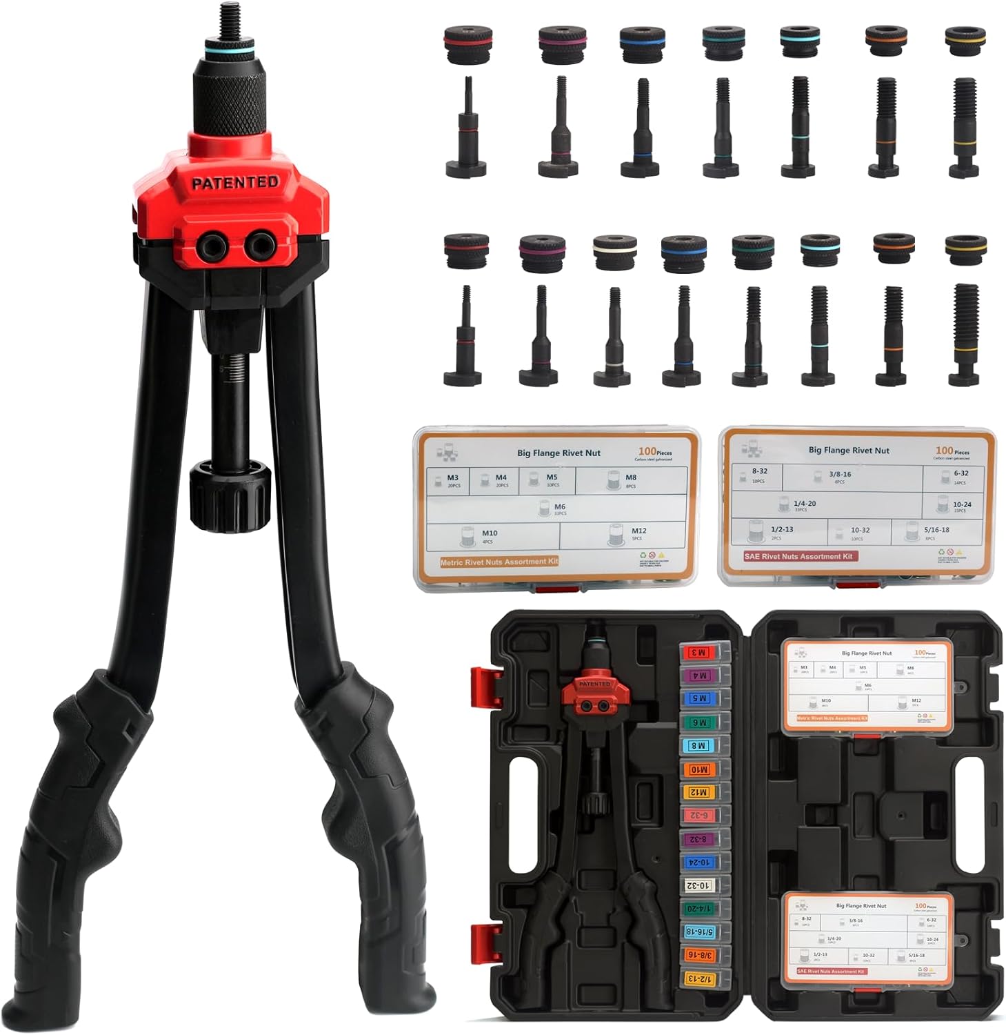Amazon.com: CORWIN K1 16 Inches Rivet Nut Tool Kit with Stroke Scale ...