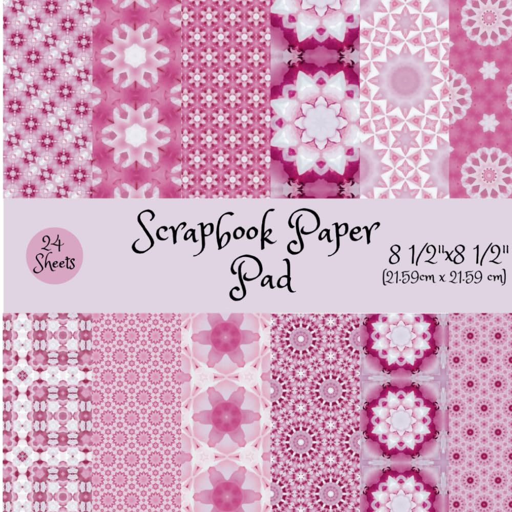 Scrapbook Paper Pad, Various Pink Patterns Paper: 8.5"x 8.5". Double ...