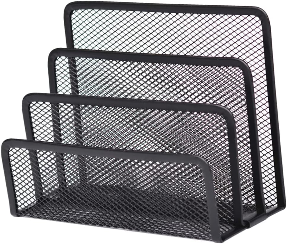 NUSITOU Metal Mesh Magazine File Holder Desktop Organizer Compartments ...