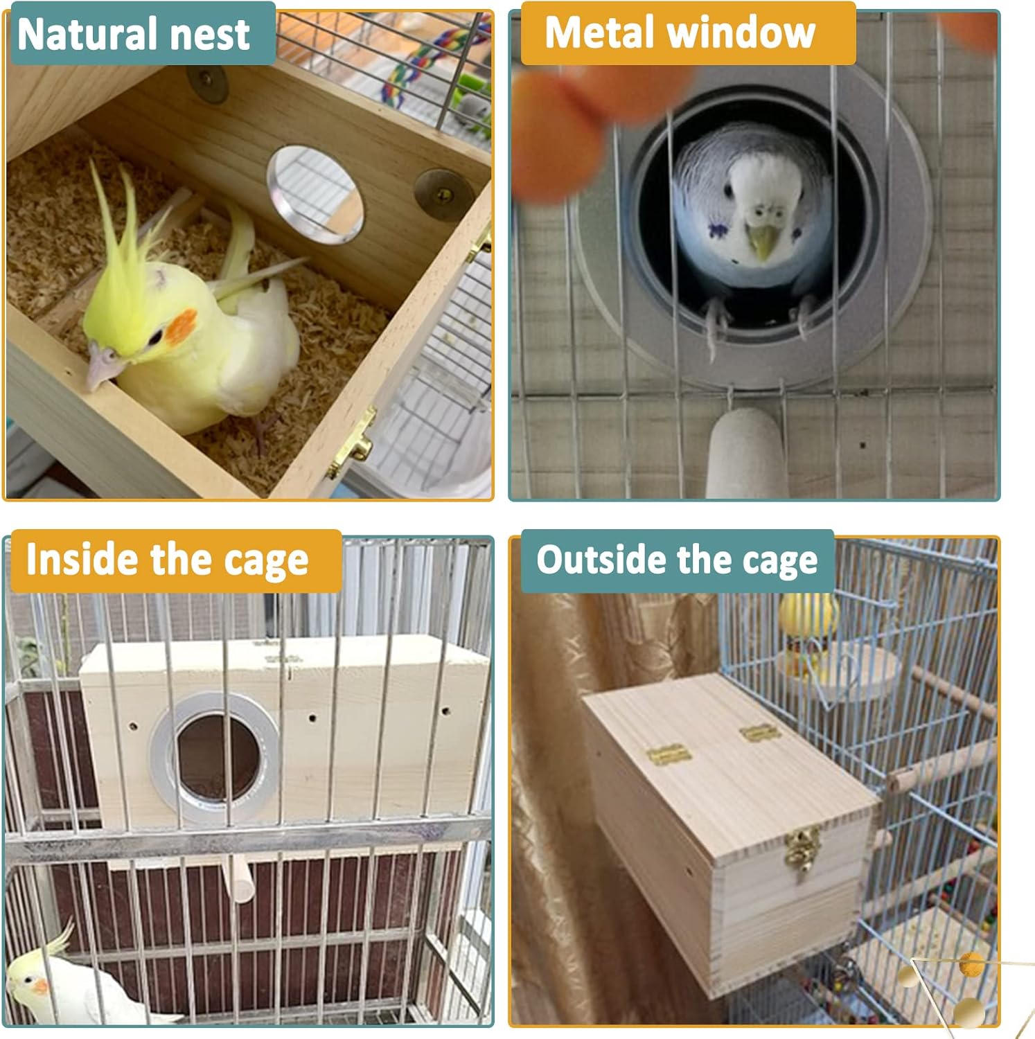 Wood Parakeet Nesting Box for Small to Medium Birds - Budgies ...