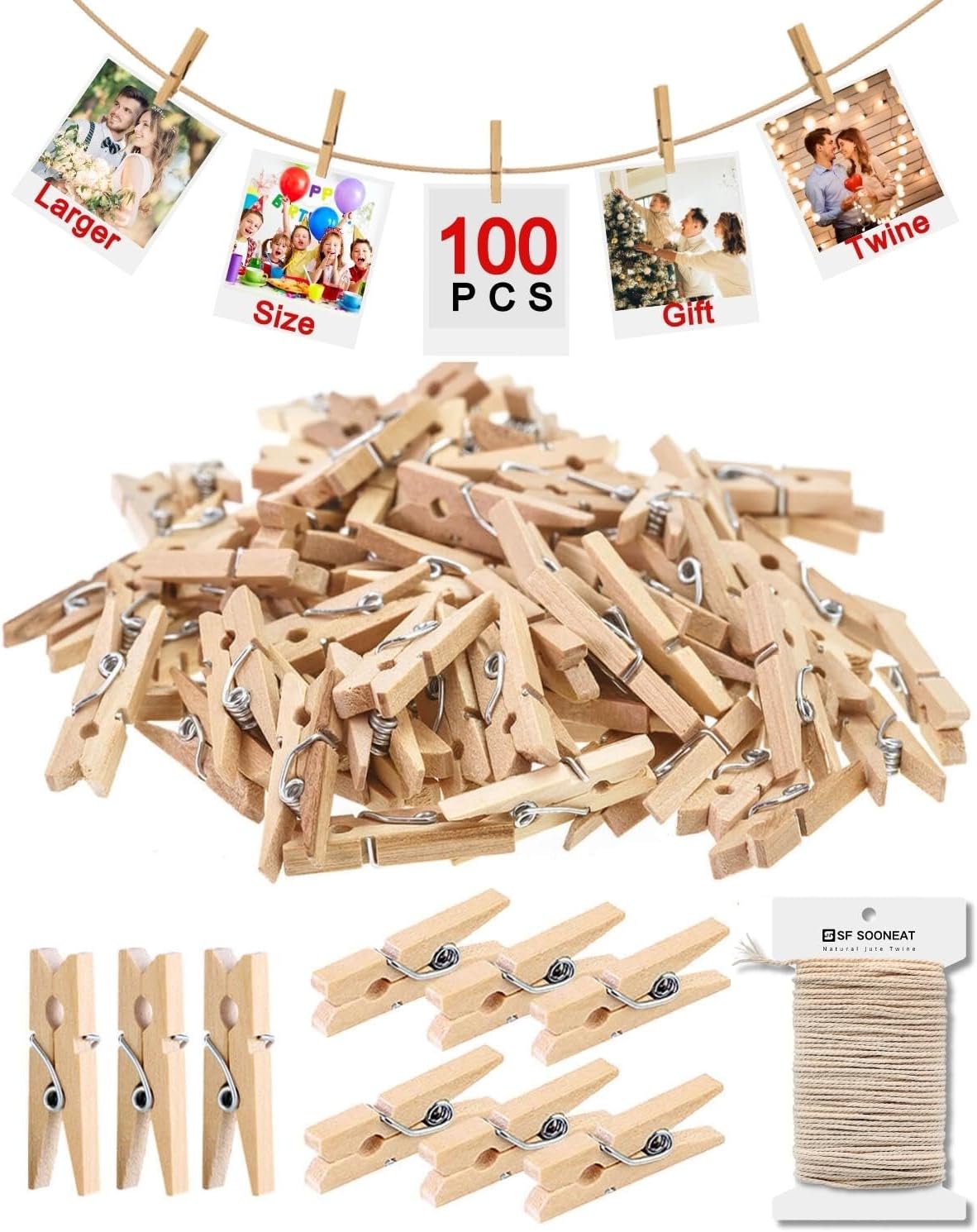 Amazon.com: Mini Clothes Pins for Photo, Mini Clothespins, Upgraded 1. ...