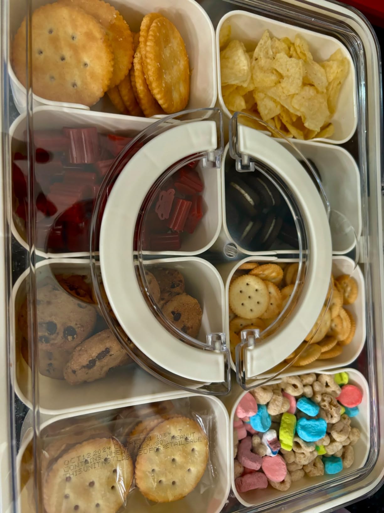 Amazon.com | Divided Serving Tray with Lid and Handle - Snackle Box ...