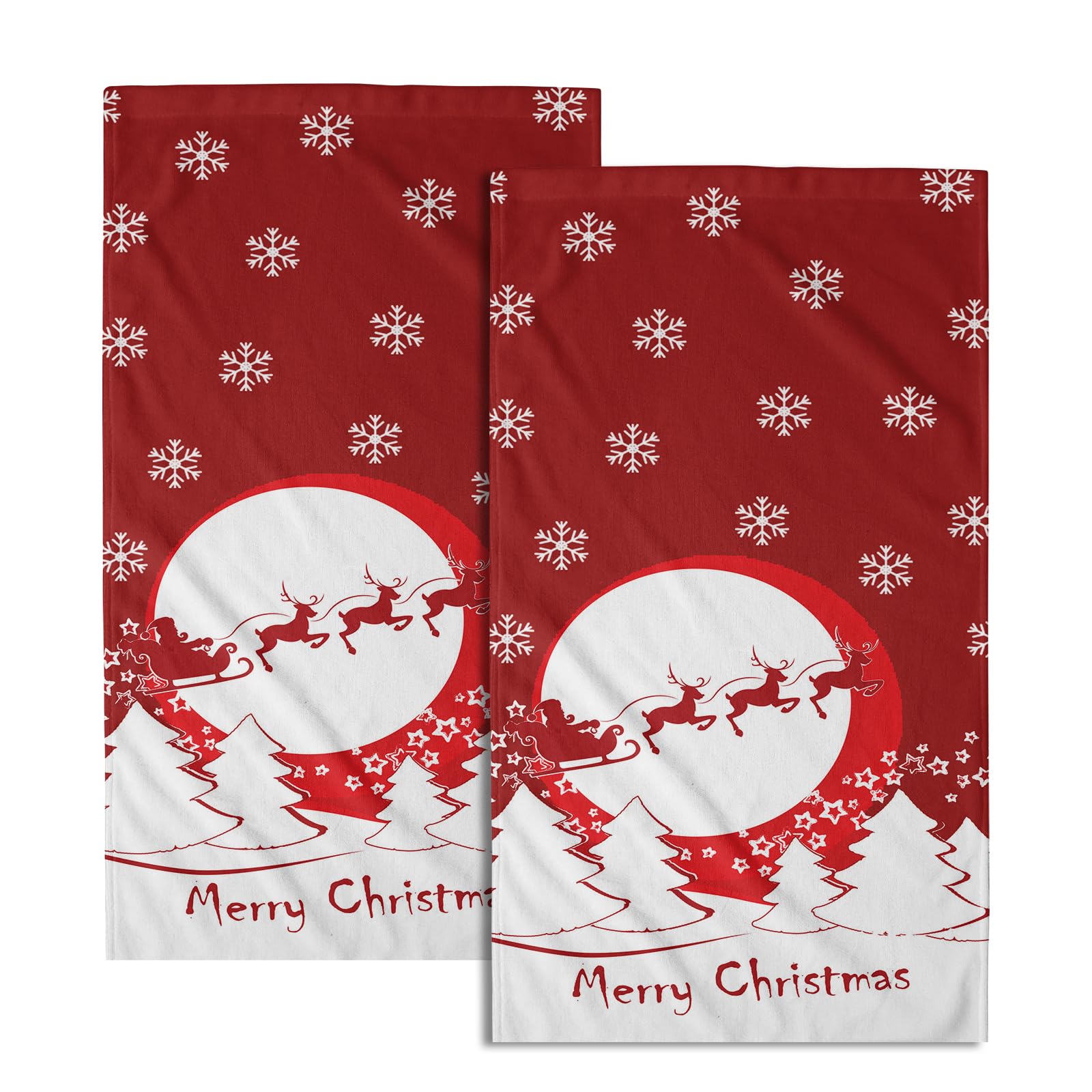 Amazon.com: Merry Christmas Hand Towel 28.3x14.4in Set of 2 Red Cute ...