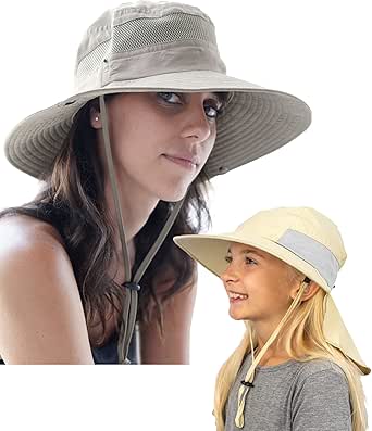 Amazon.com : GearTOP UPF 50+ Wide Brim Sun Hat Men & Women Beige & Sun Hat Kids Fishing Hats ...
