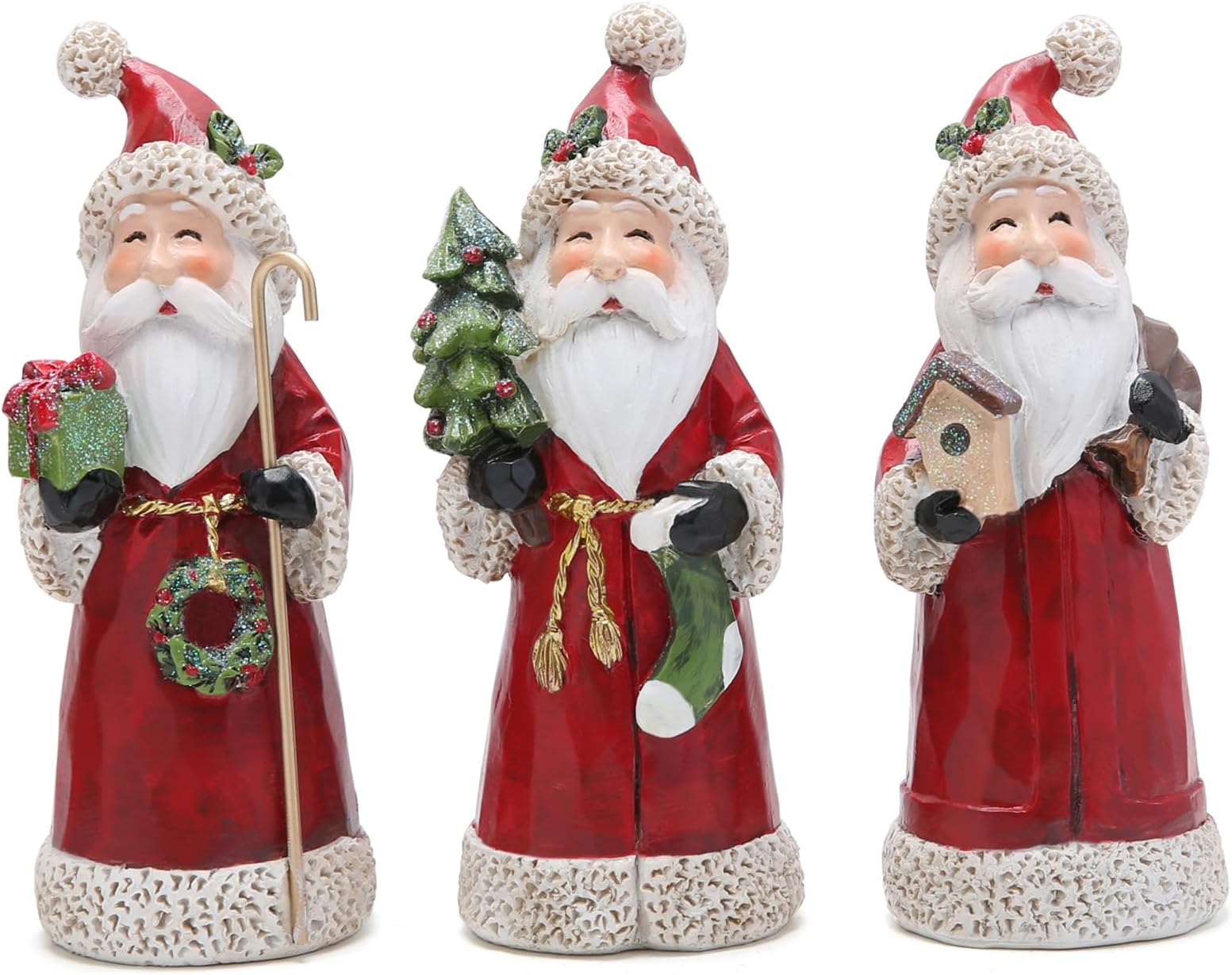 Amazon.com: RAZ Imports Glittered Resin Santa Figure (Red) : Home & Kitchen