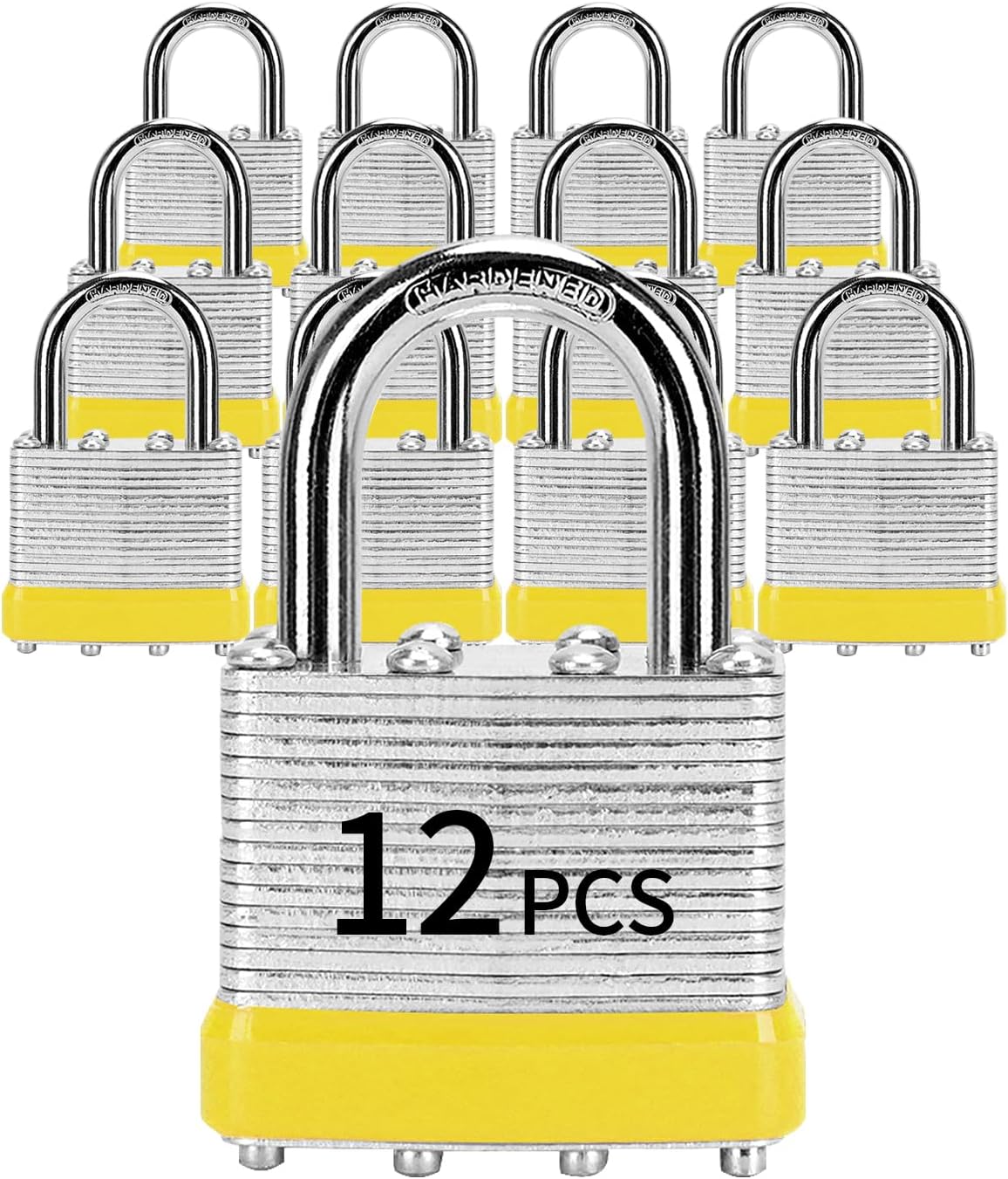 Padlocks with Same Key, LQYN 12 Pcs Laminated Keyed Padlock (1-9/16 ...