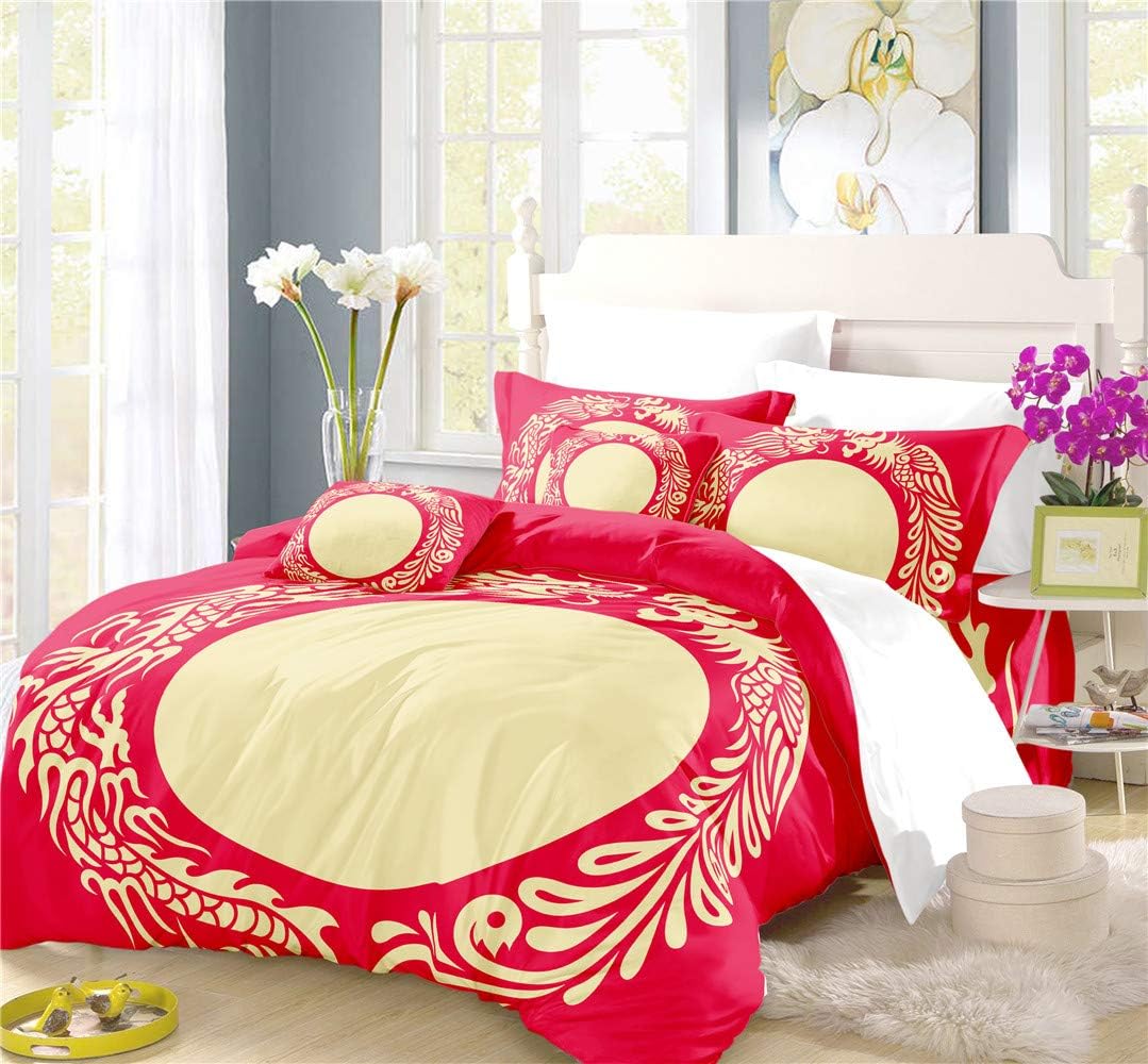 Amazon.com: REALIN Traditional Dragon and Phoenix Duvet Cover Set ...