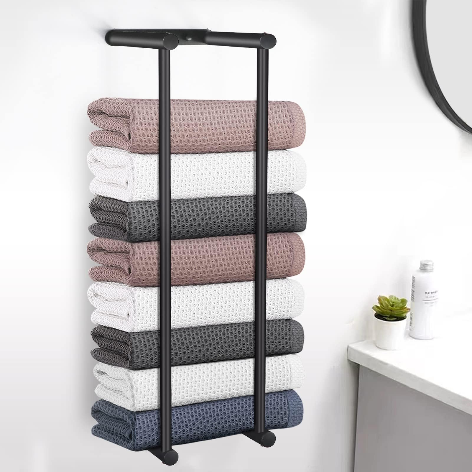 Amazon.com: Metal Towel Racks for Bathroom Wall Mounted, Towel Holder ...