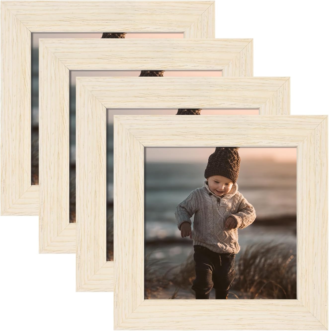 Amazon.com: KINLINK 4x4 Picture Frames Natural Wood Frames with Acrylic ...