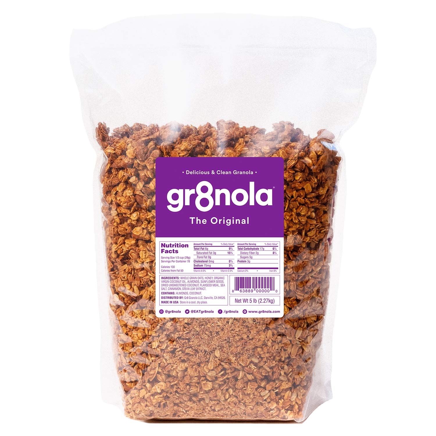 Amazon.com: gr8nola THE ORIGINAL - Healthy, Low Sugar Bulk Granola ...