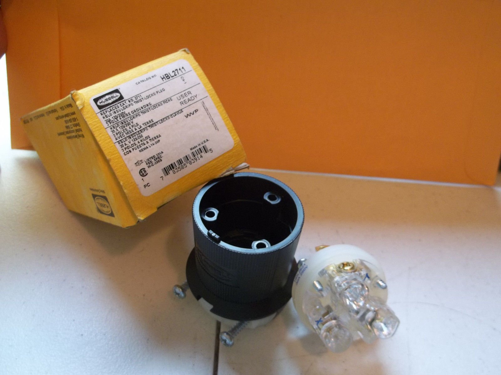 KELLEMS HBL2711 BLACK and WHITE., INDUSTRIAL, MALE PLUG, L14-30R ...