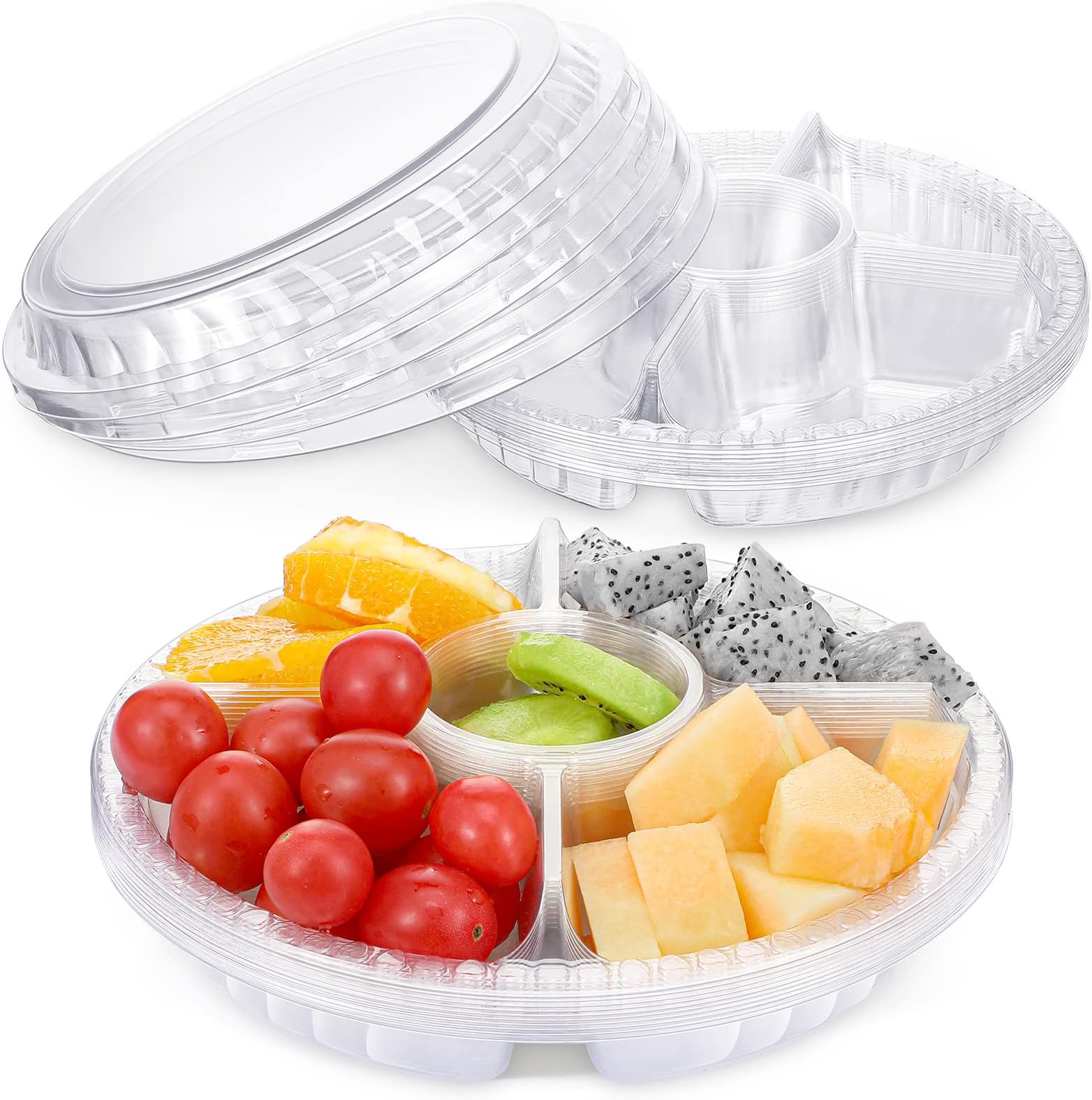 Amazon.com: Clear Plastic Appetizer Trays with Lids, Travel Round ...