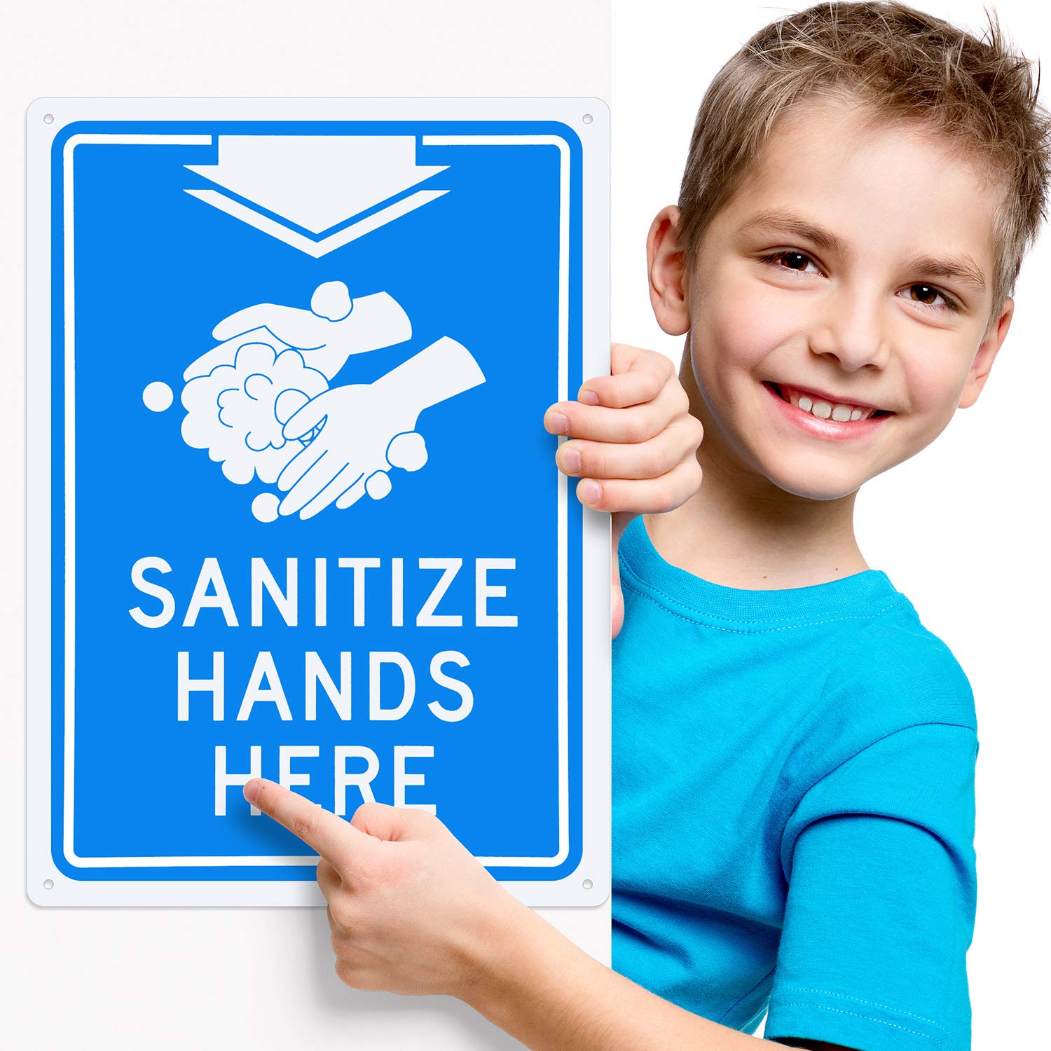 Buy 2 Pieces Sanitize Hands Here Sign and Face Covering Sign, Warning ...