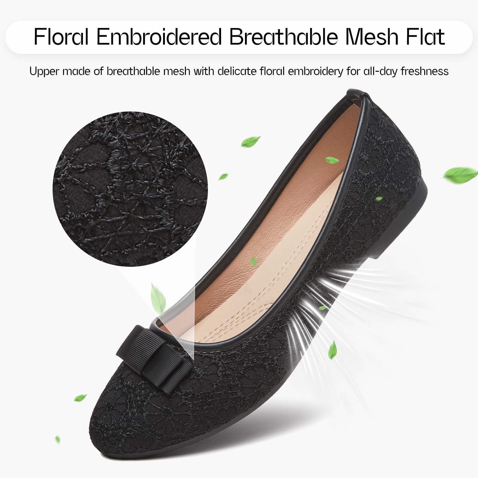 Snapklik.com : Shupua Black Flats For Women Lace Ballet Flats Dressy ...