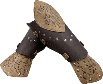 Amazon.com: HiiFeuer Medieval Embossed Faux Leather Elf Arm Guards ...