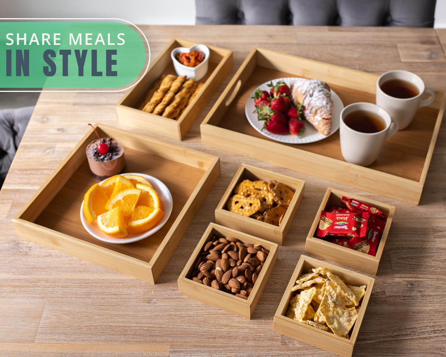 Snapklik.com : Comfify Bamboo Tray Set Of 7 - Earthy Tone Collection ...