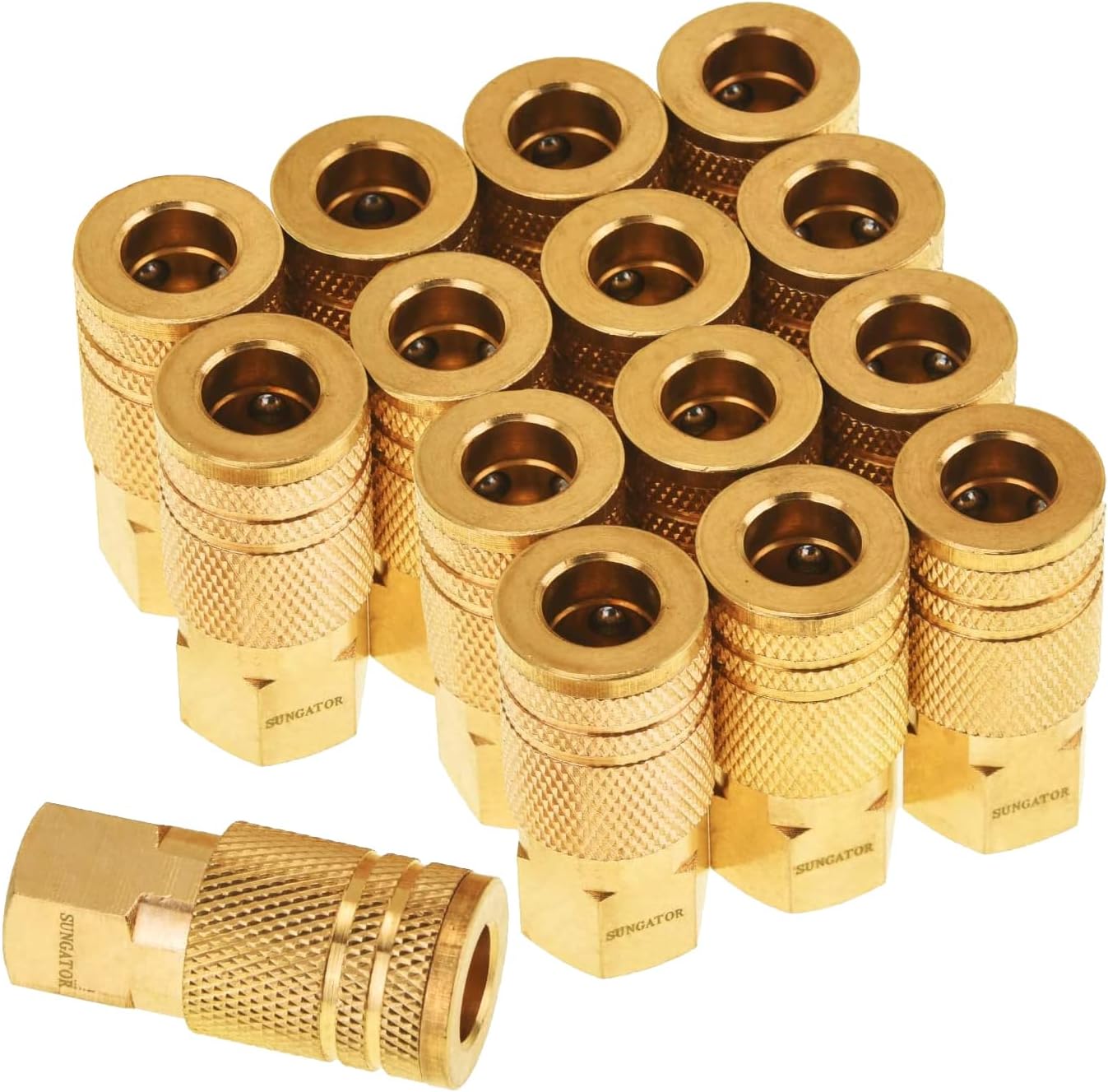 SUNGATOR 15-Pack 1/4'' Air Hose fittings, Brass 1/4 Inch NTP Female ...