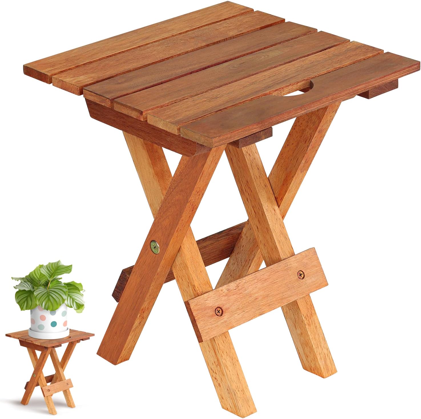Amazon.com : Outdoor Interiors 10070 Eucalyptus Folding Side Table ...