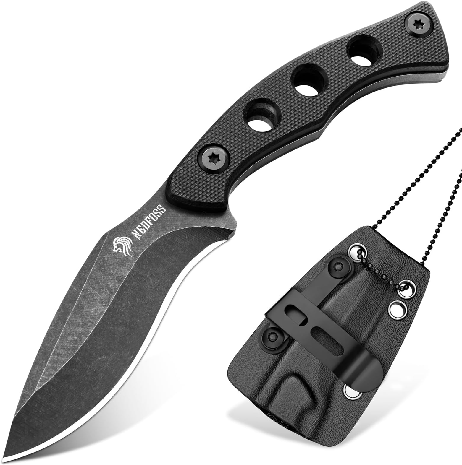 Amazon.com: DRACHENADER EDC Fixed Blade Knife with Kydex Sheath 7-Inch ...