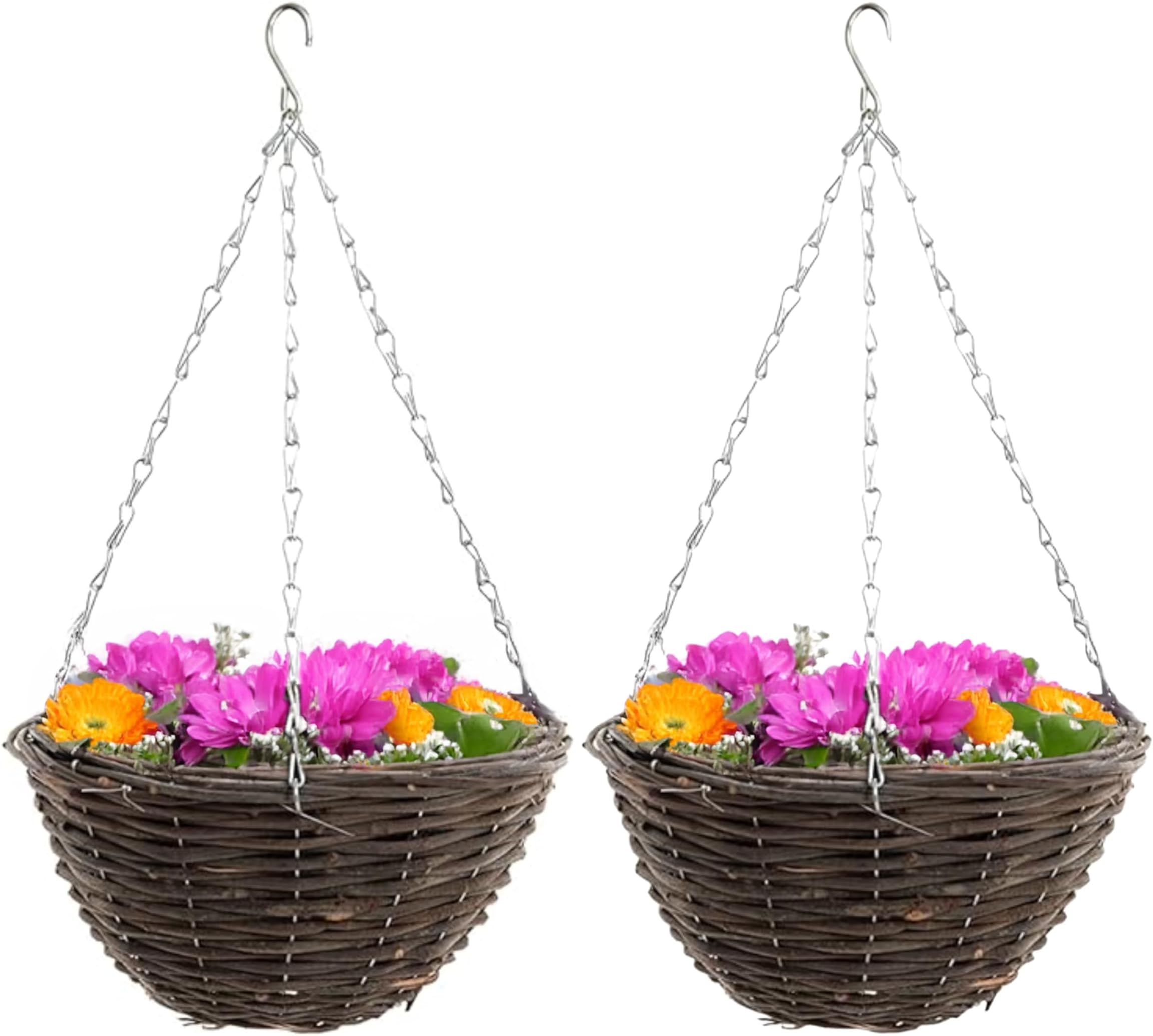 Kingfisher 14 inch Dark Rattan Hanging Basket : Amazon.co.uk: Home ...