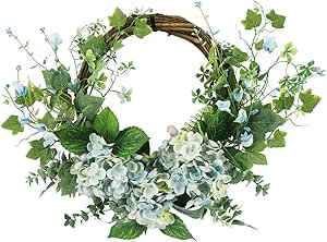Amazon.com: Hometrance 18 Inch Blue Hydrangea Front Door Wreath, Spring ...