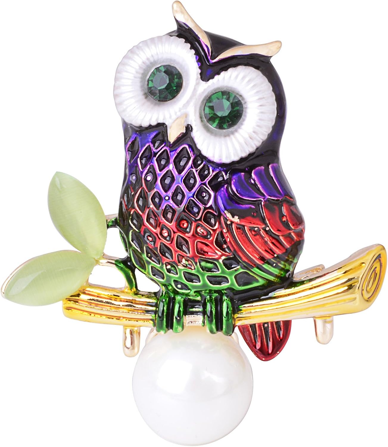 Amazon.com: Fenni Jewelry Retro Colorful Enamel Pearl Crystal Owl Bird ...