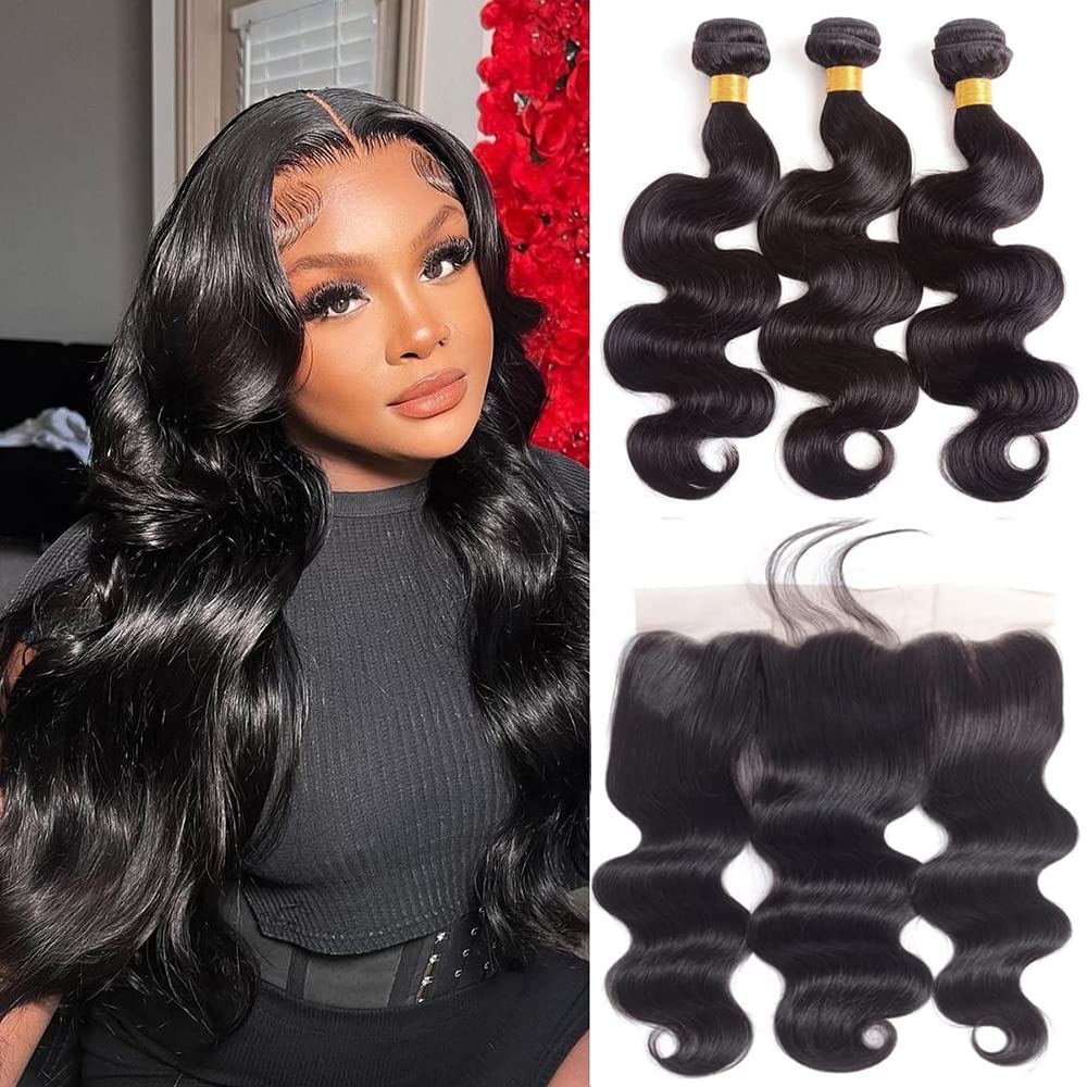 Amazon.com : Body Wave Bundles with Free Part Closure Brazilian Human ...